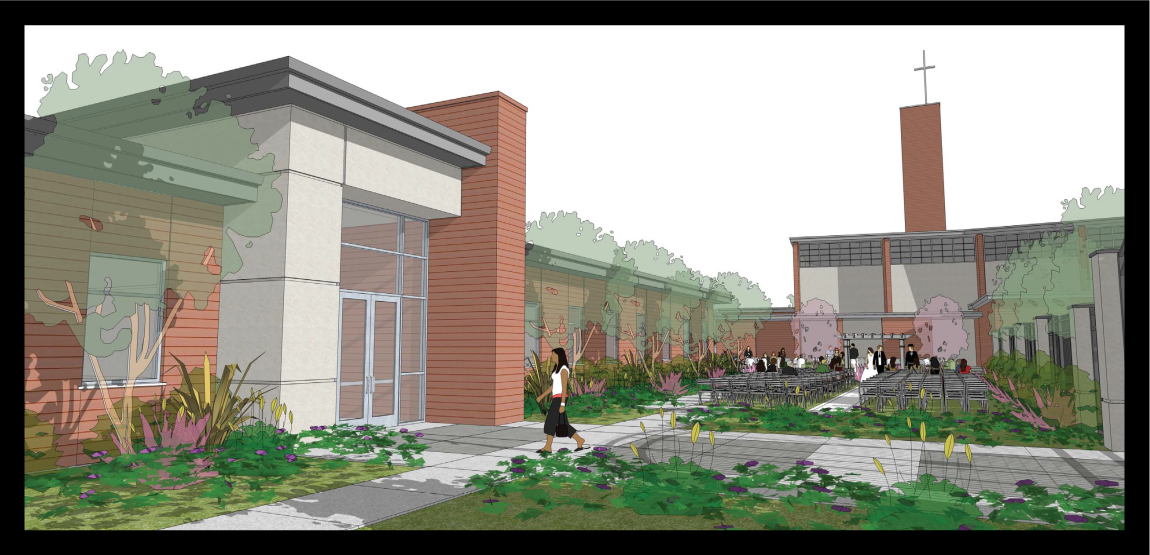 Renderings of the New School & Parish Offices - St. Ignatius Parish School